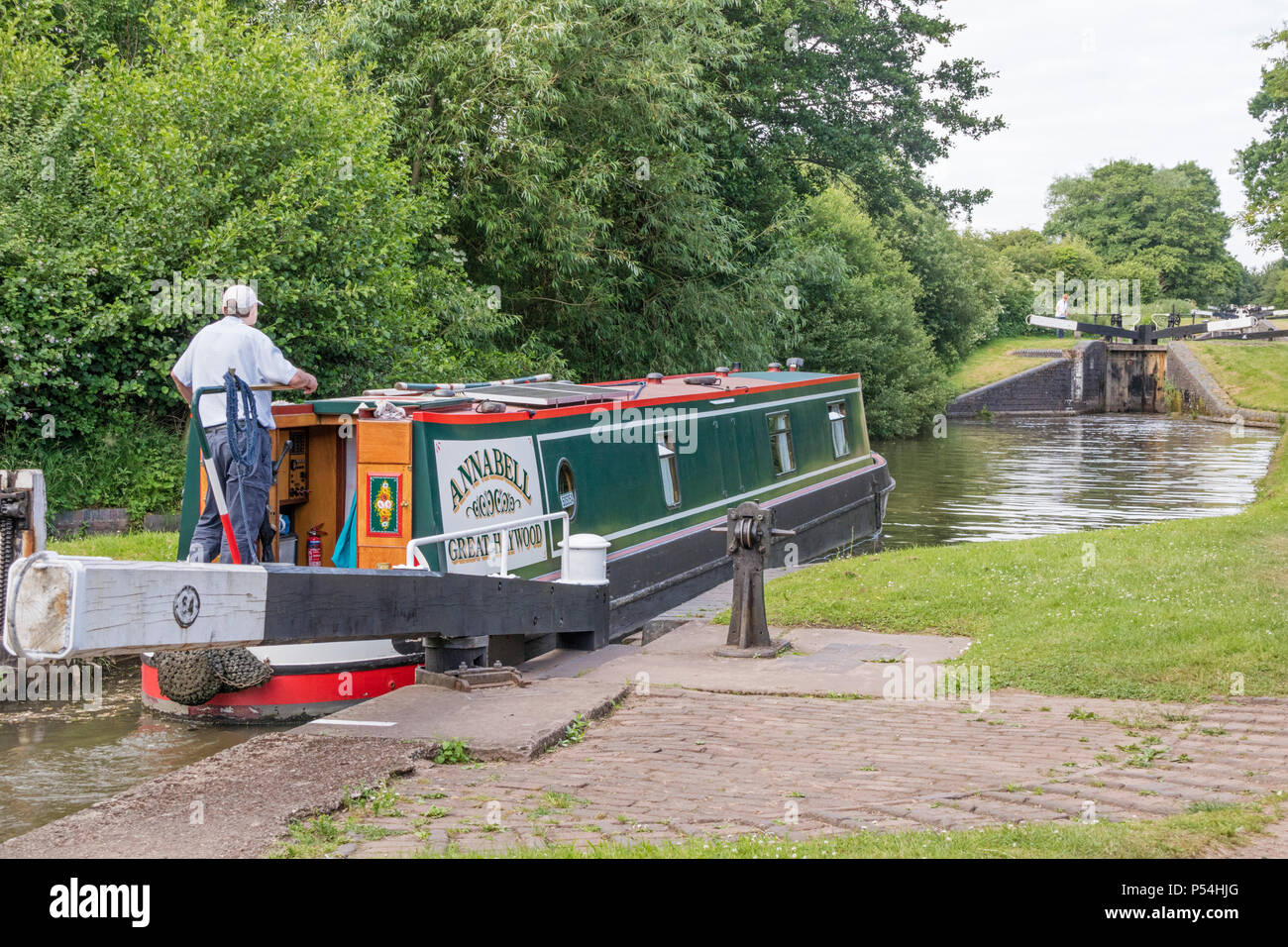 Narrowboat on the Worcester and Birmingham Canal negotiating the ...