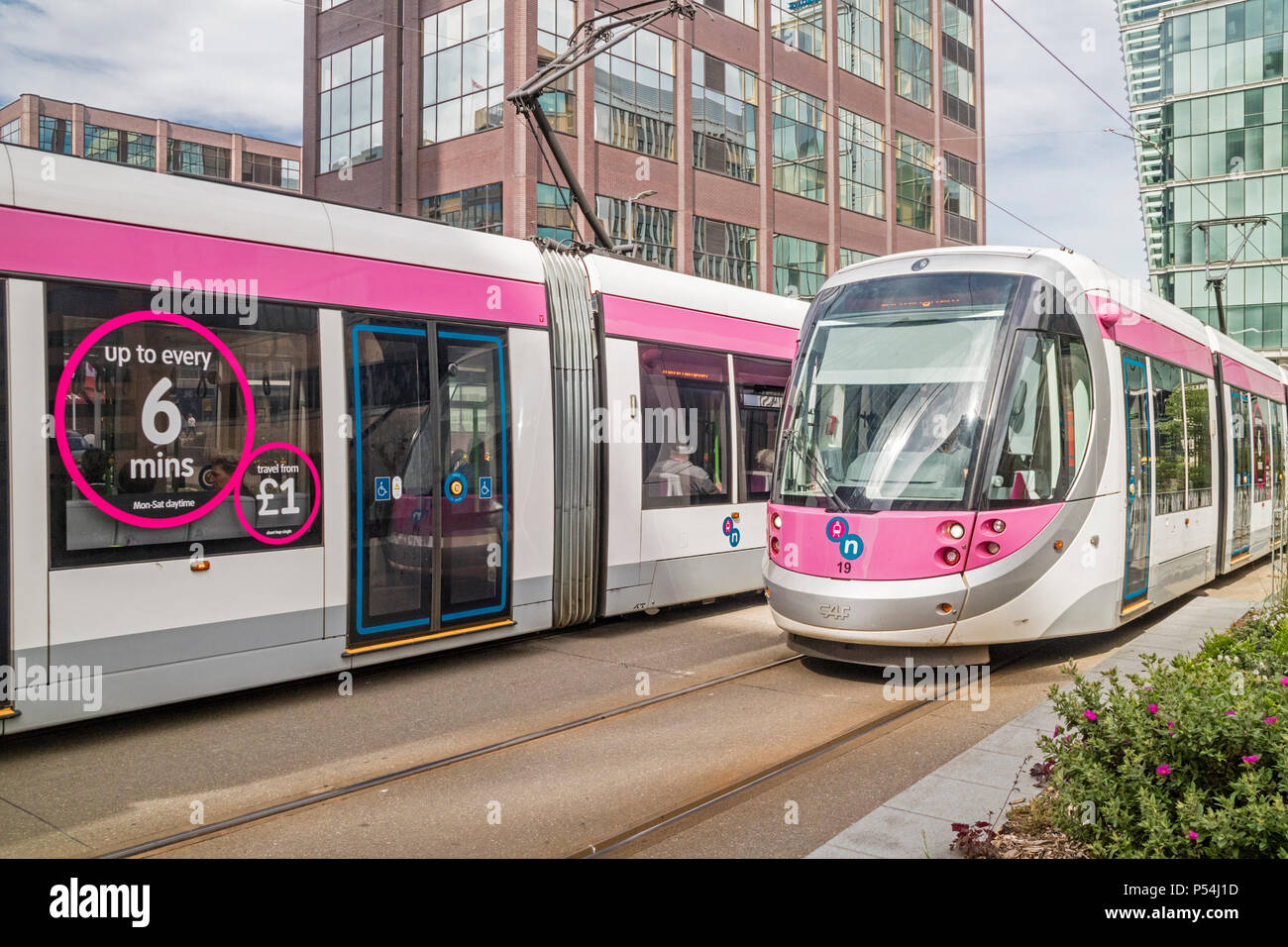 Birmingham metro trams passing hi-res stock photography and images - Alamy
