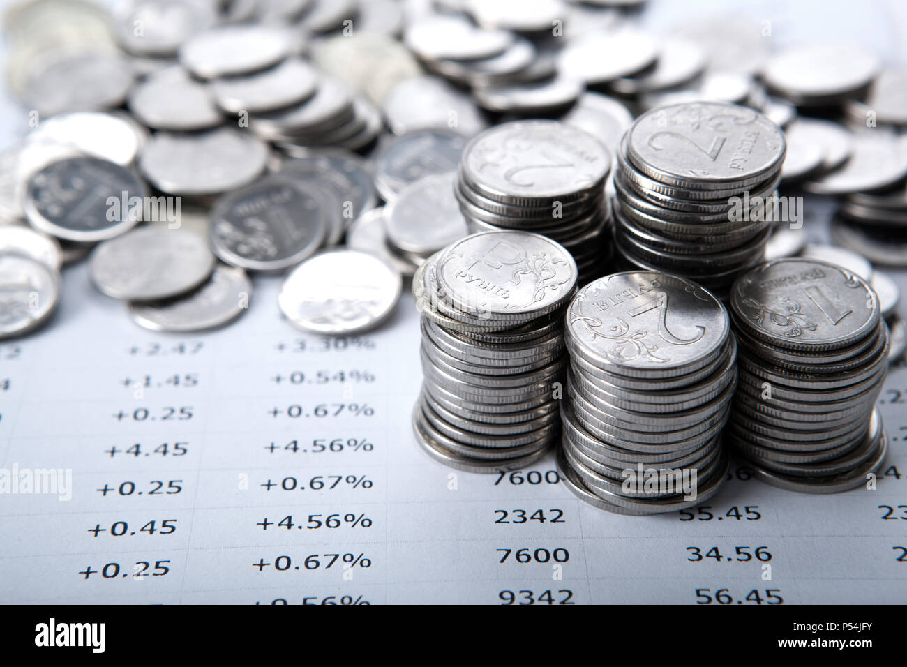 pile of coins and counting close up Stock Photo - Alamy