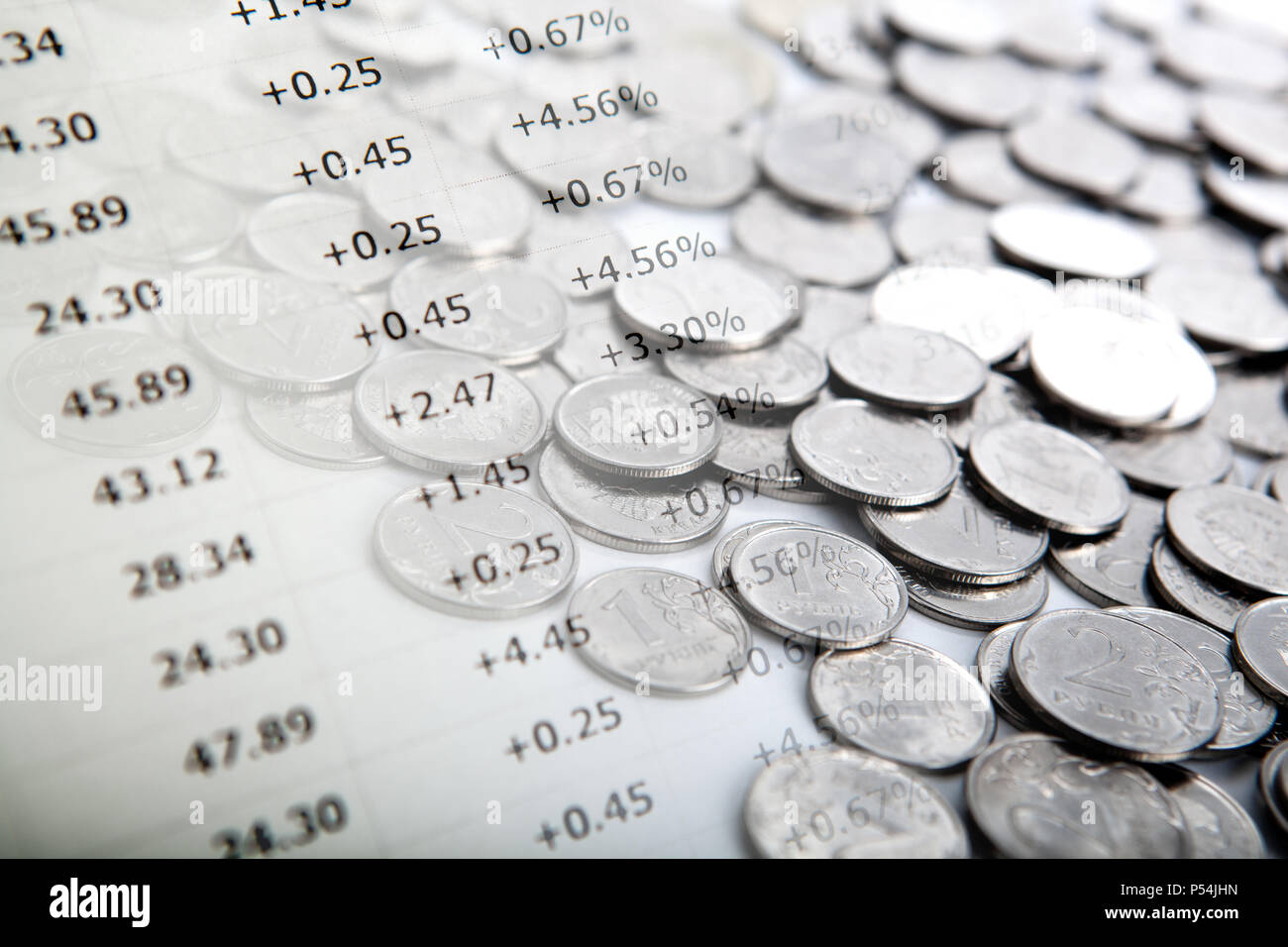 pile of coins and counting close up Stock Photo - Alamy