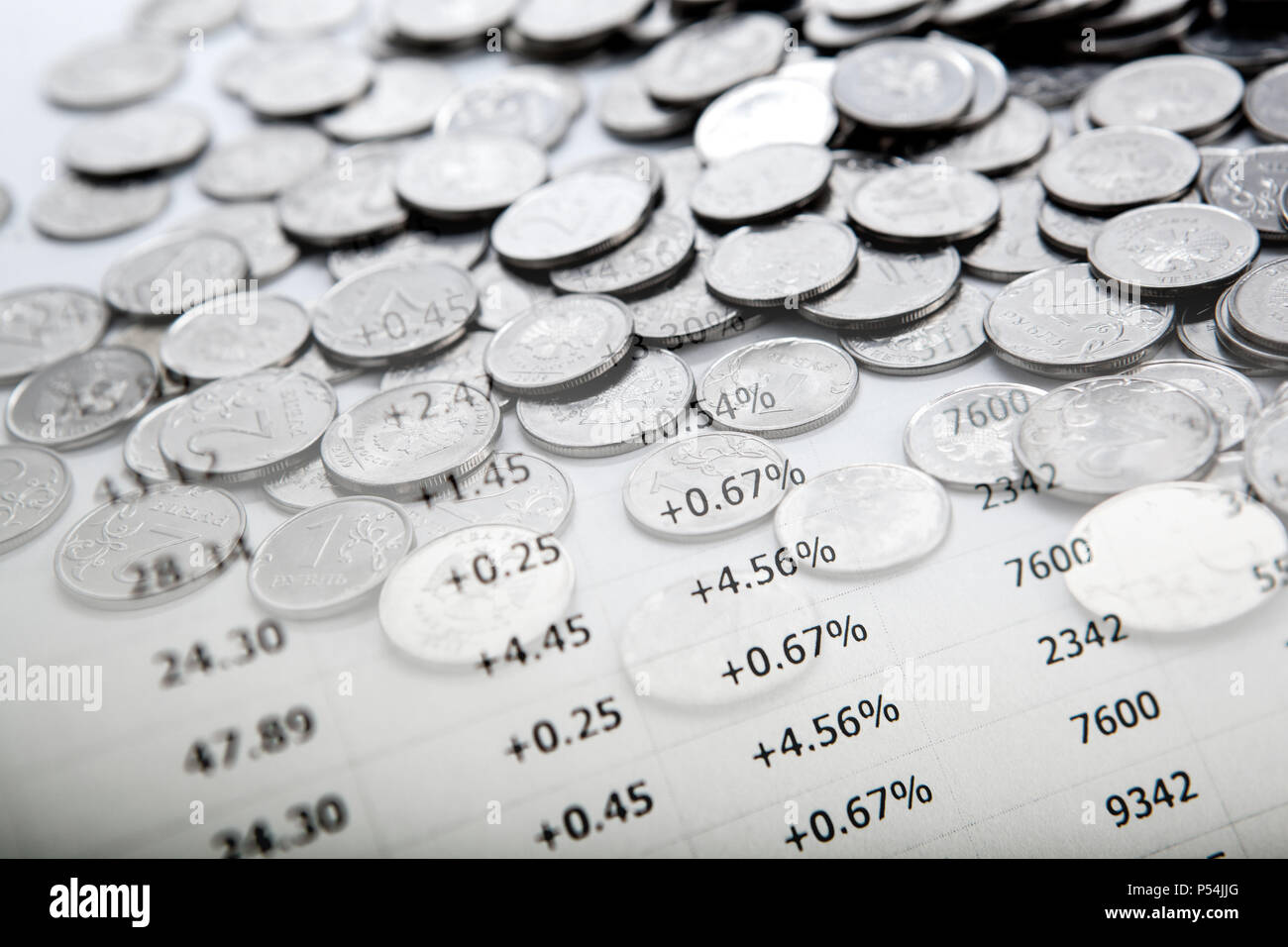 pile of coins and counting close up Stock Photo - Alamy