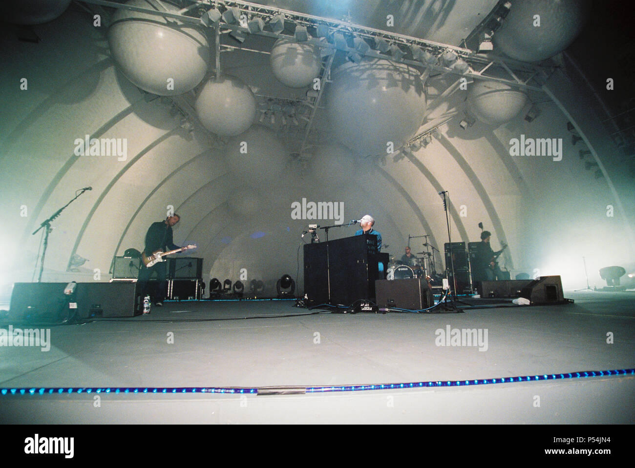 Coldplay performing at the Hollywood bowl 31st May 2003, Los Angeles ...