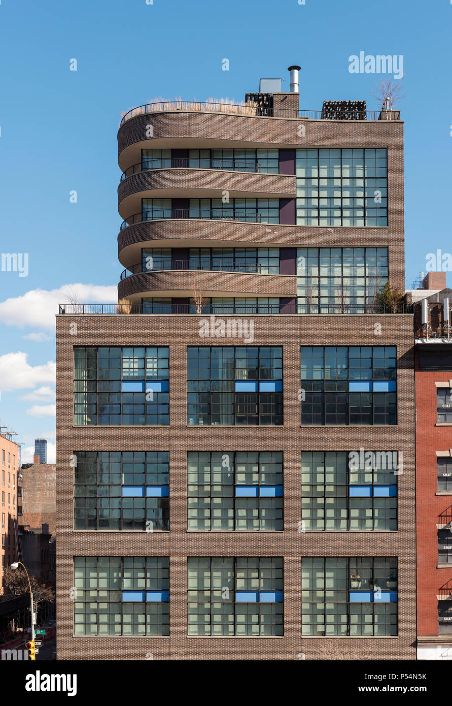 Industrial building seen from the High Line Park, Manhattan, New York ...