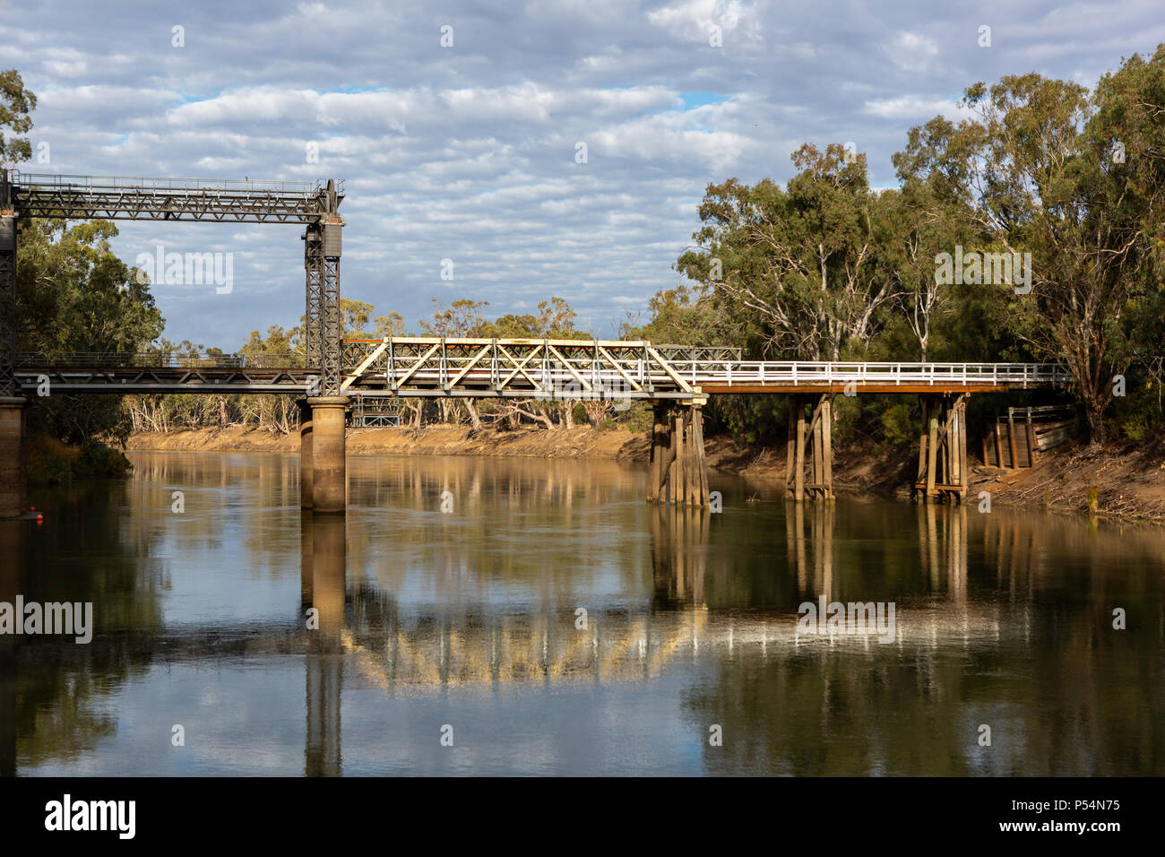 The historic bridge over the River Murray in Tooleybuc New South Wales ...