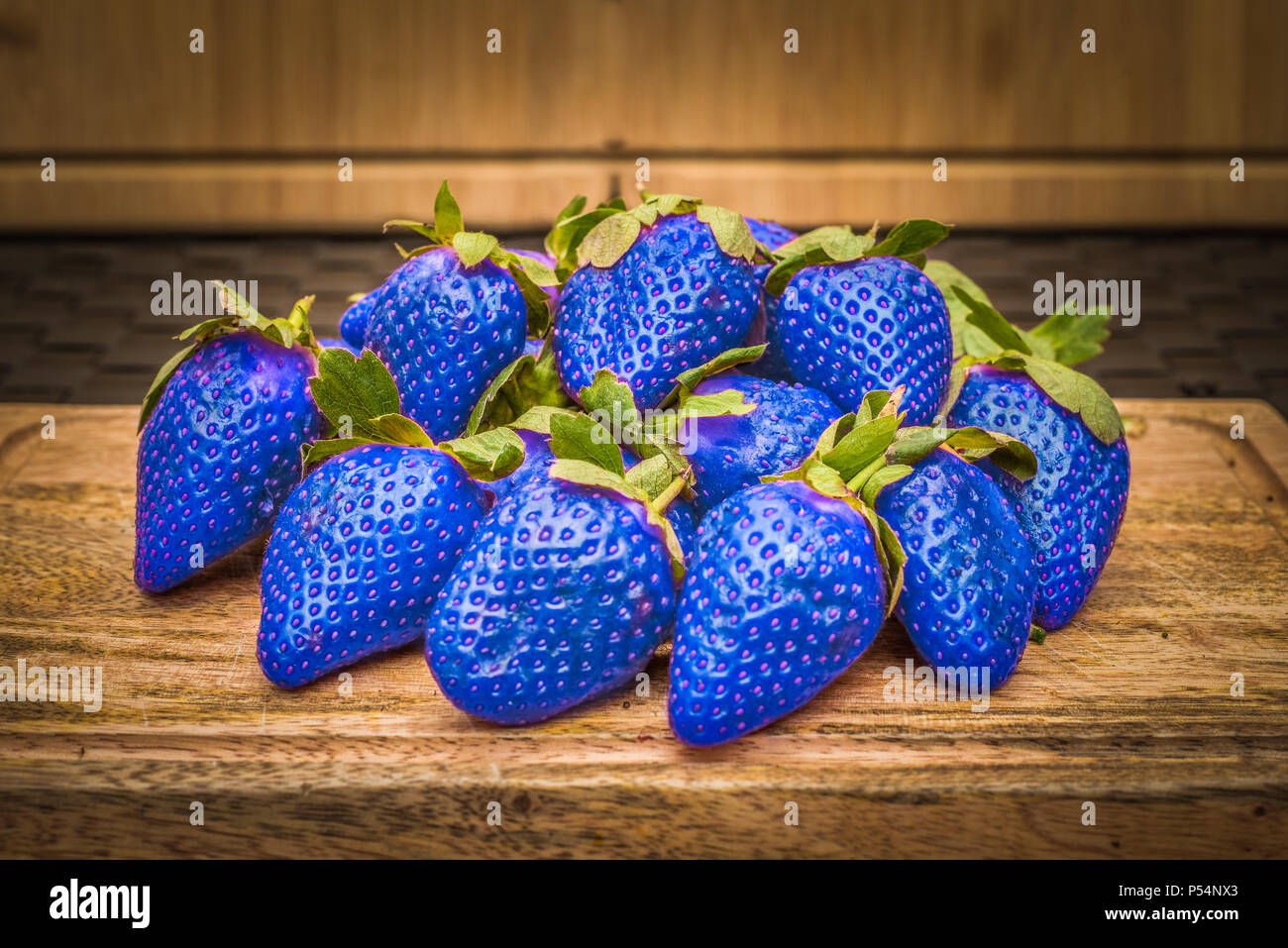 Blue Strawberry Genetically Modified Blue Strawberries Stock Photos,