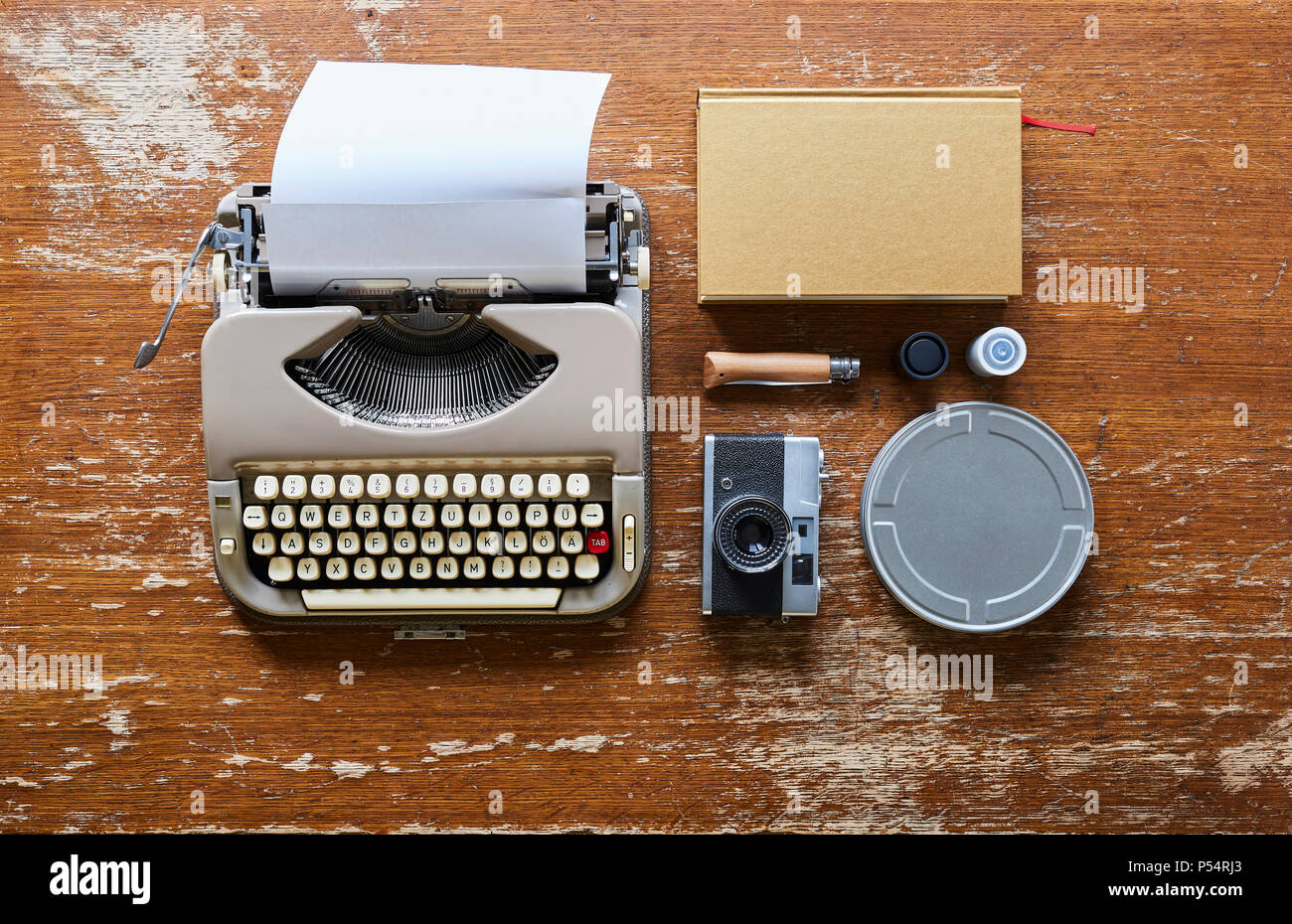 collection of creative 1950s gadgets travel typewriter and camera Stock ...