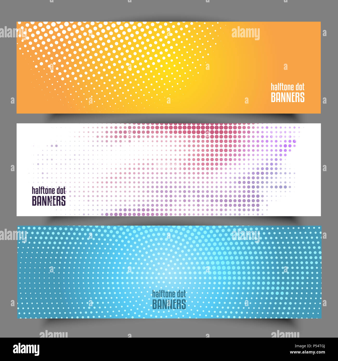 Collection of different designs of halftone dots banners Stock Photo ...