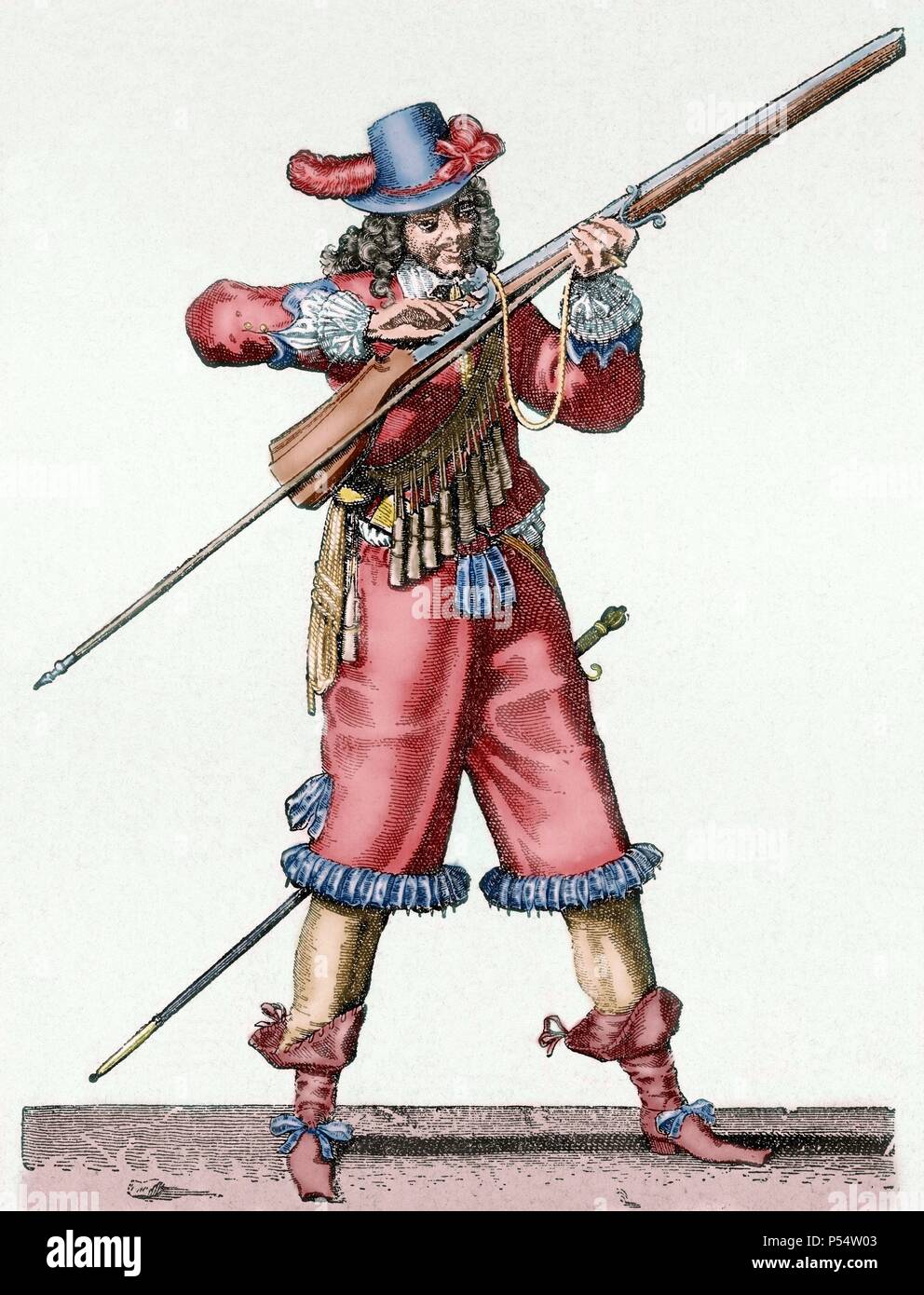 France. Army of the 18th century. Musketeer of the Infantry of Louis ...