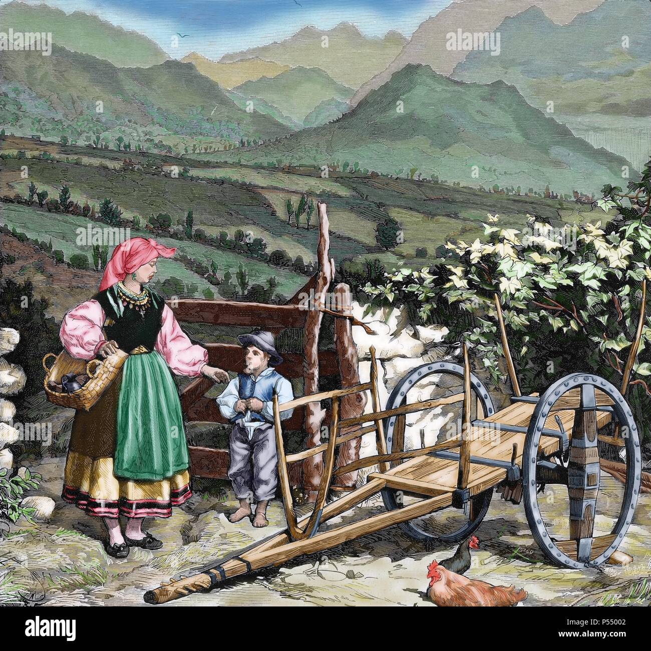 Spain. Northern peasants. Engraving in "The Spanish and American ...