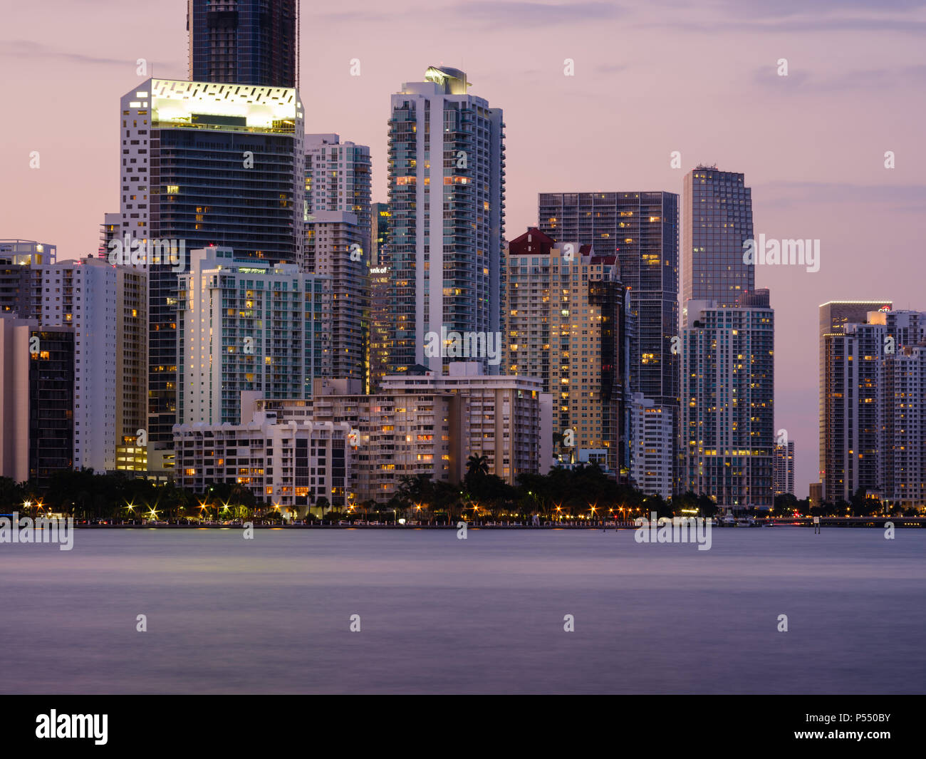 MIAMI, FLORIDA - CIRCA APRIL 2017: View of Biscayne Bay and Brickell ...