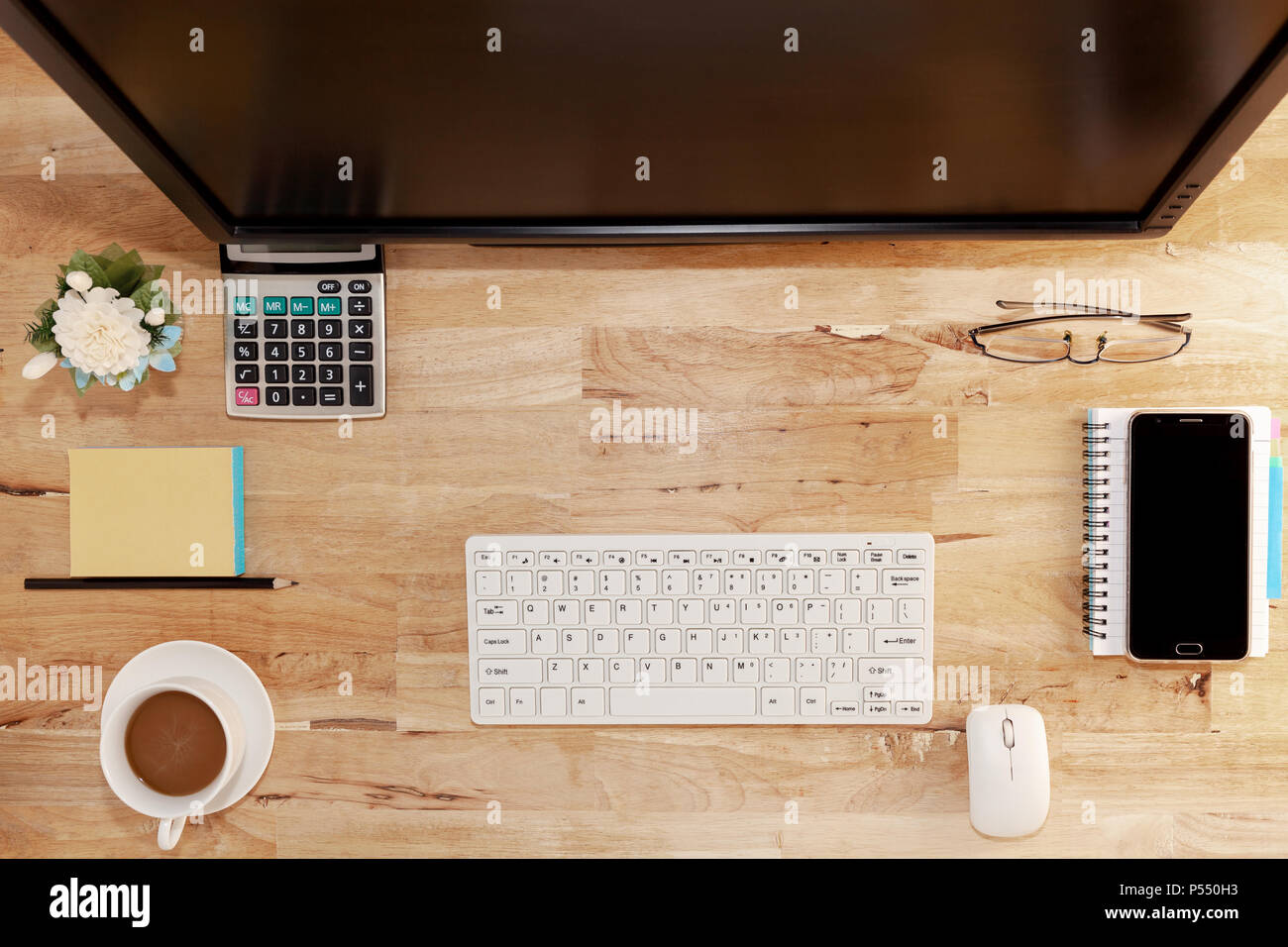 Office desk wood table of Business workplace and business objects,image ...
