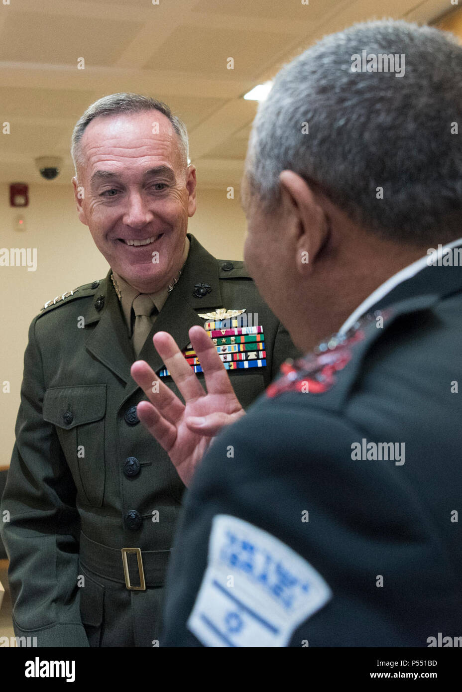 Marine Corps Gen. Joseph F. Dunford Jr., chairman of the Joint Chiefs of Staff, meets with Lt ...