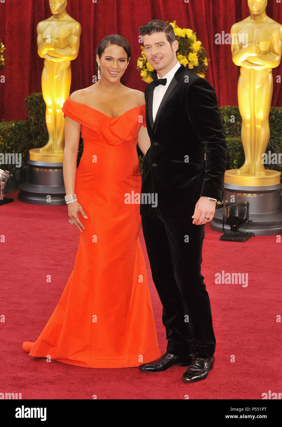 Paula Patton and Robin Thicke 213 - 82nd Academy Awards arrival at the ...