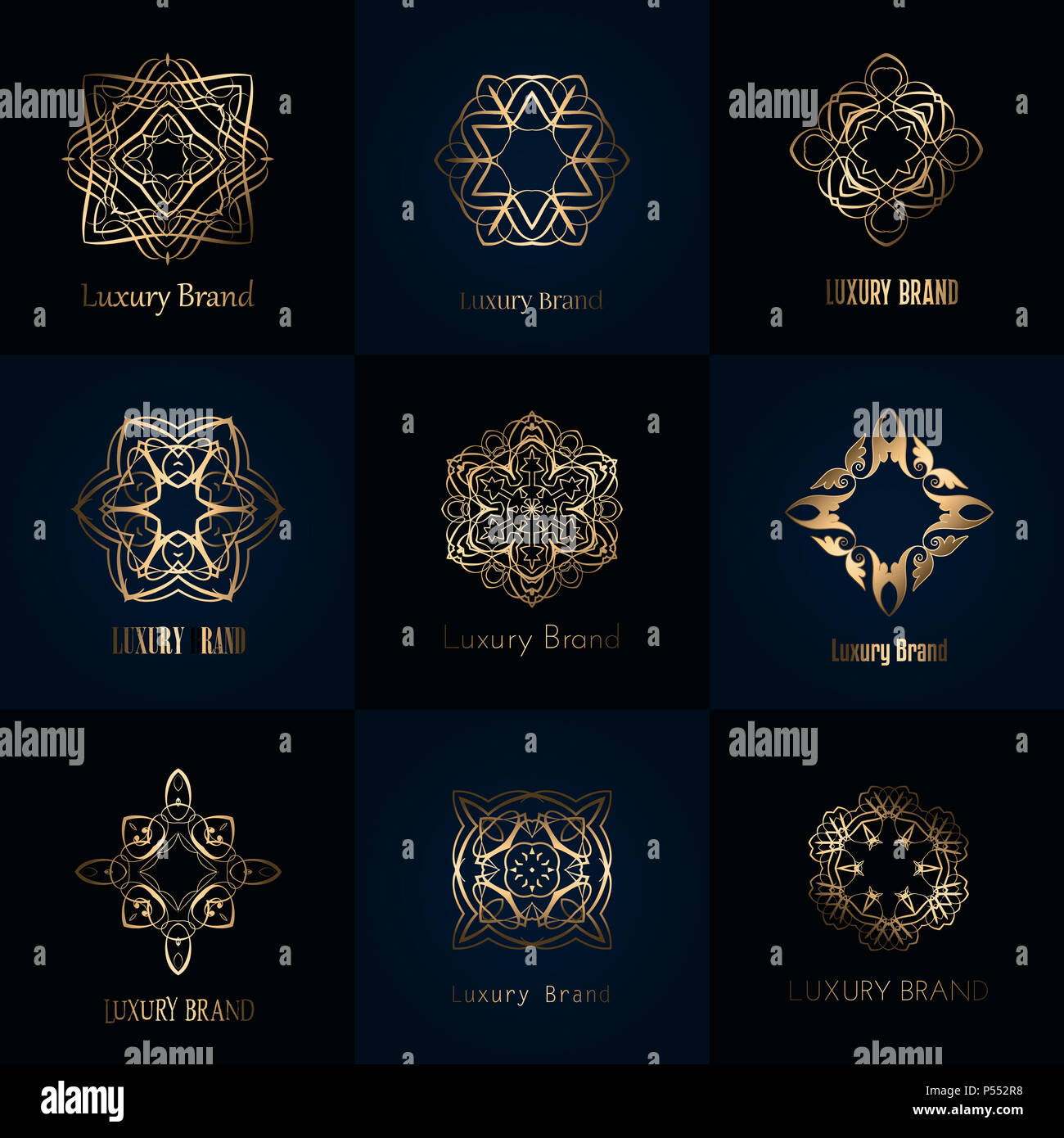 Collection of luxurious brand designs Stock Photo - Alamy