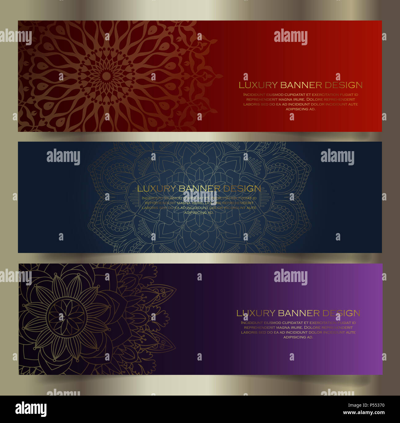 Collection of luxury mandala banner designs Stock Photo - Alamy