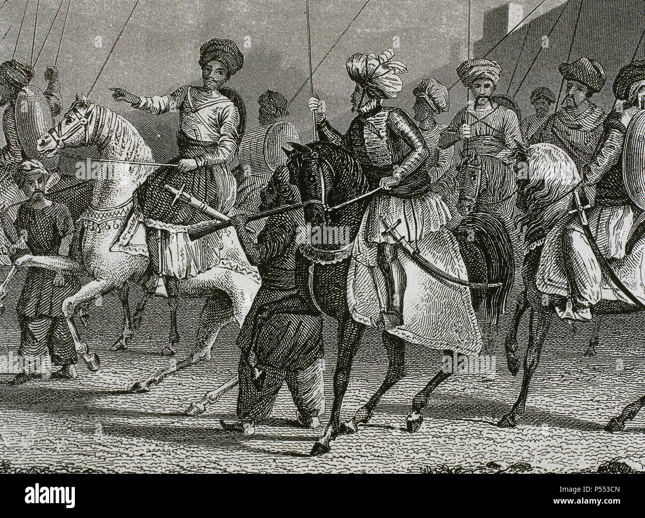 HISTORIA DE LOS PAISES ARABES. EJERCITO ARABE. Grabado del siglo XIX ...