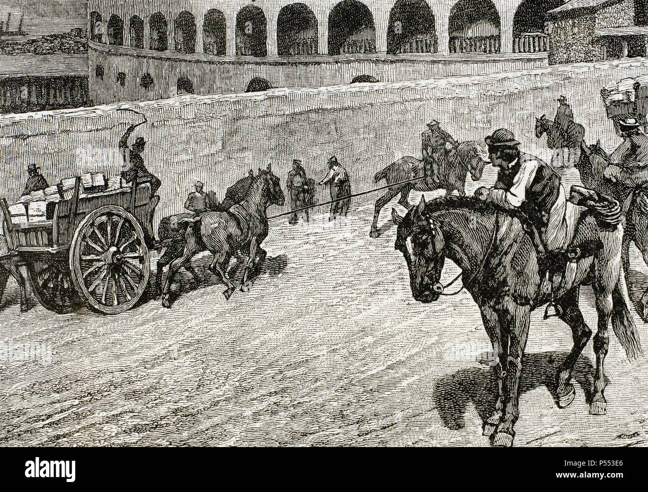 HISTORIA DE ARGENTINA. BUENOS AIRES: "LOS CUARTEADORES". Grabado del s ...