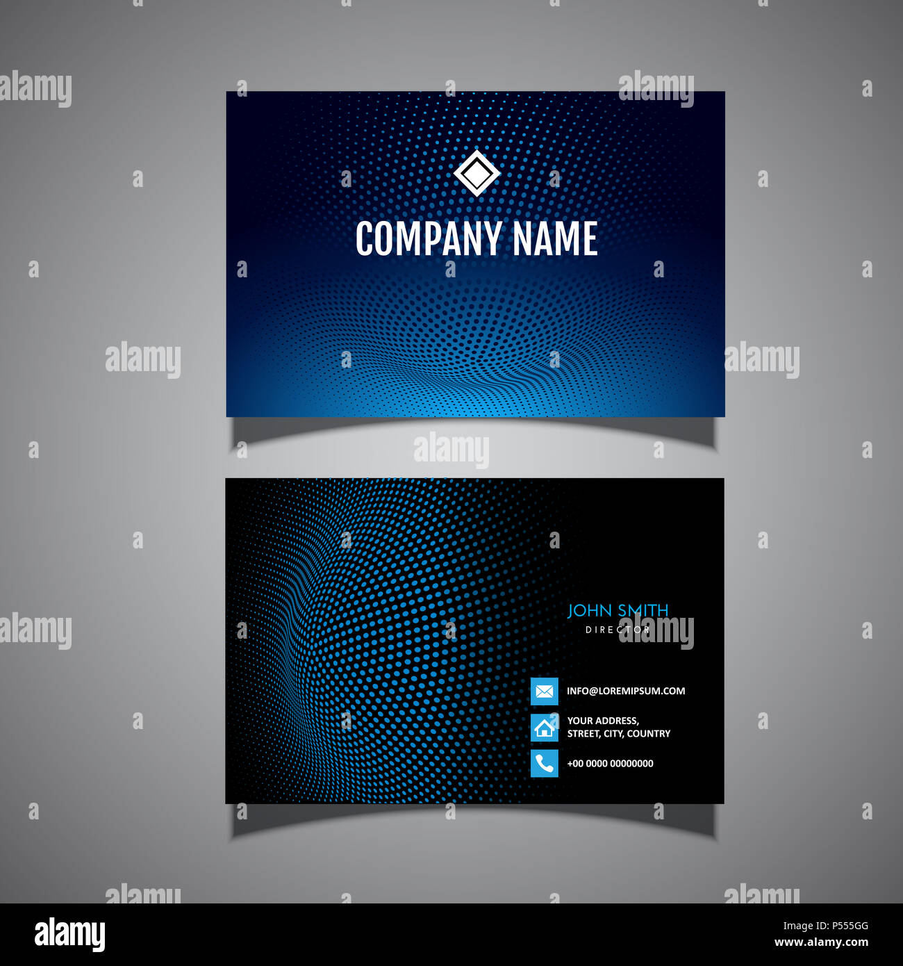 Business card with a modern halftone dots design Stock Photo - Alamy