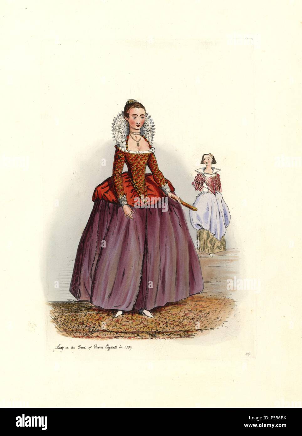 Lady in the court of Elizabeth I, 1559, from the Procession of Queen ...