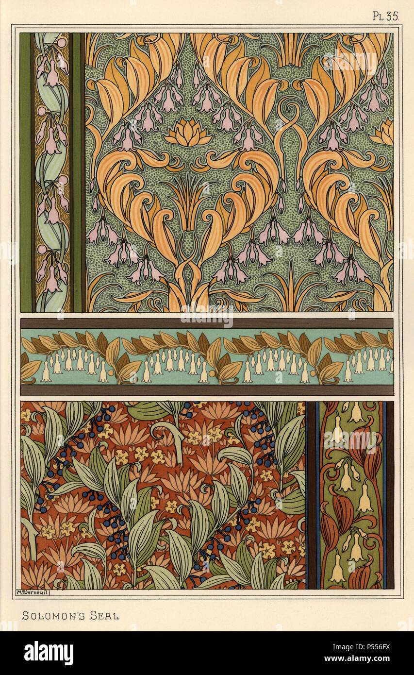 Solomon's seal, Polygonatum multiflorum, as design motif in wallpaper ...