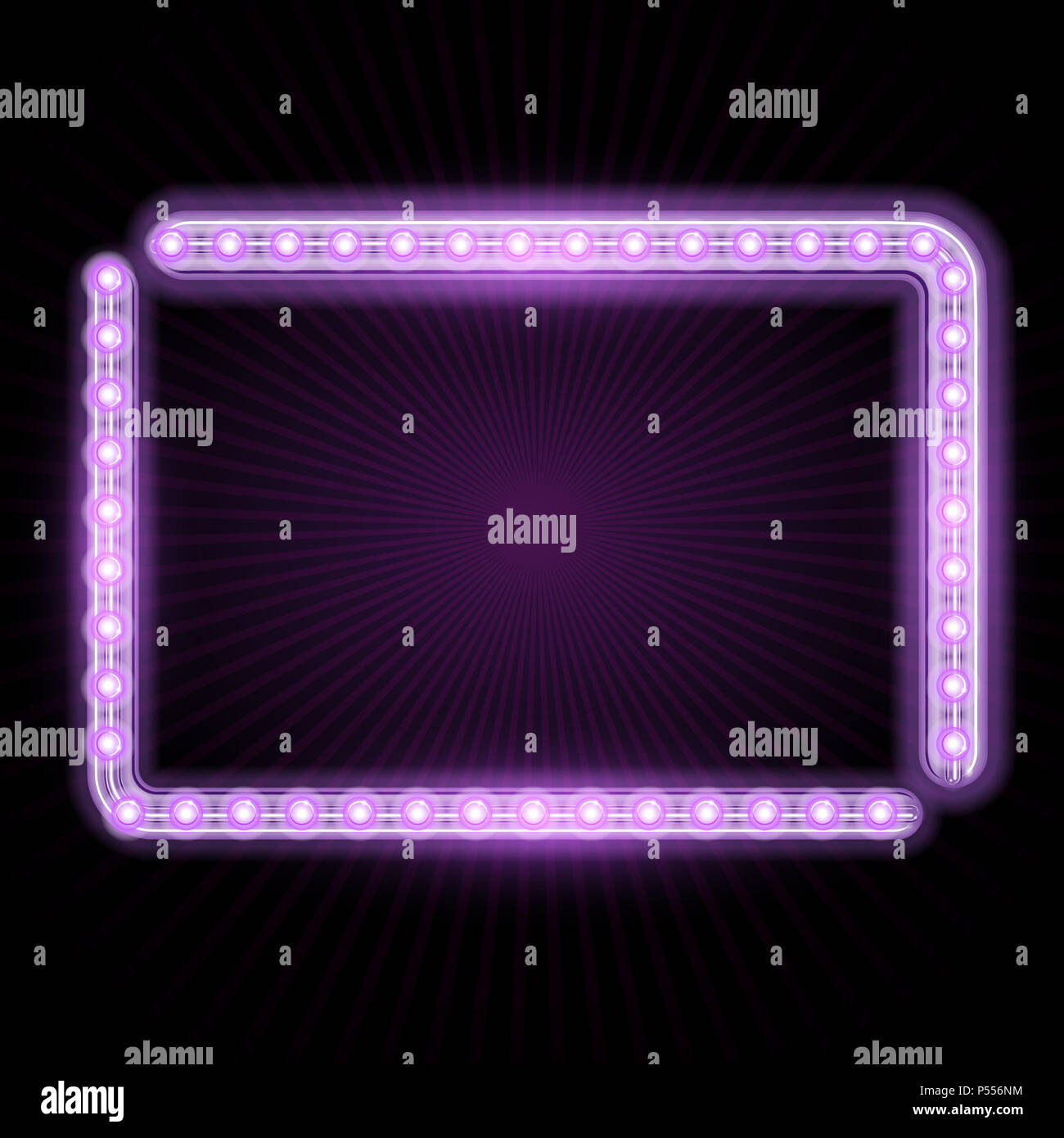 Neon frame with glowing lights and starburst Stock Photo - Alamy
