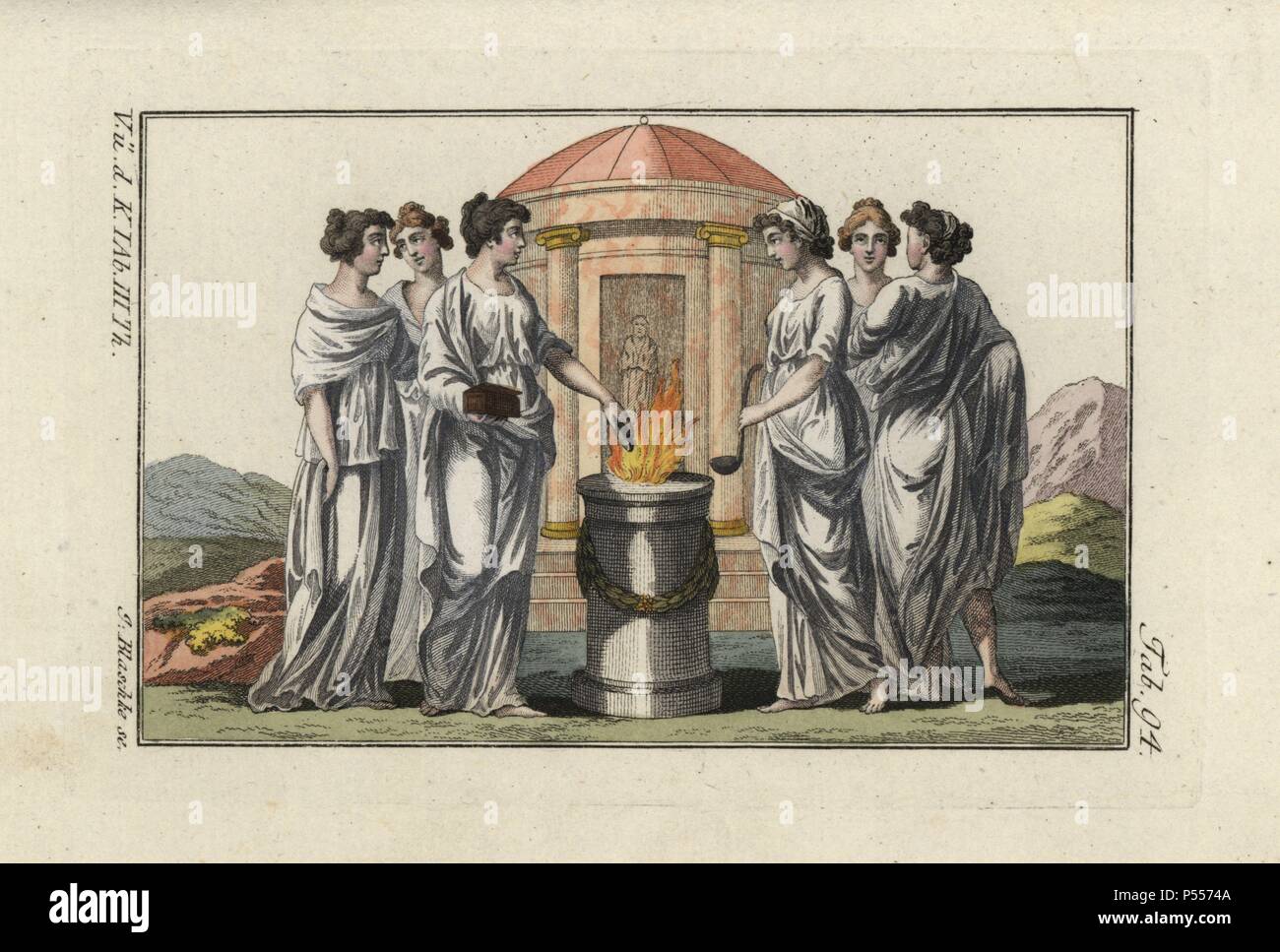 Vestal Virgins, priestesses of the goddess Vesta, conducting a ritual ...