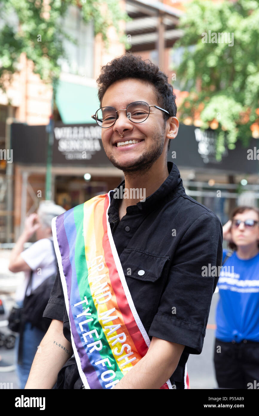 New York, NY - June 24, 2018: Tyler Ford Grand Marshal attends 49th ...