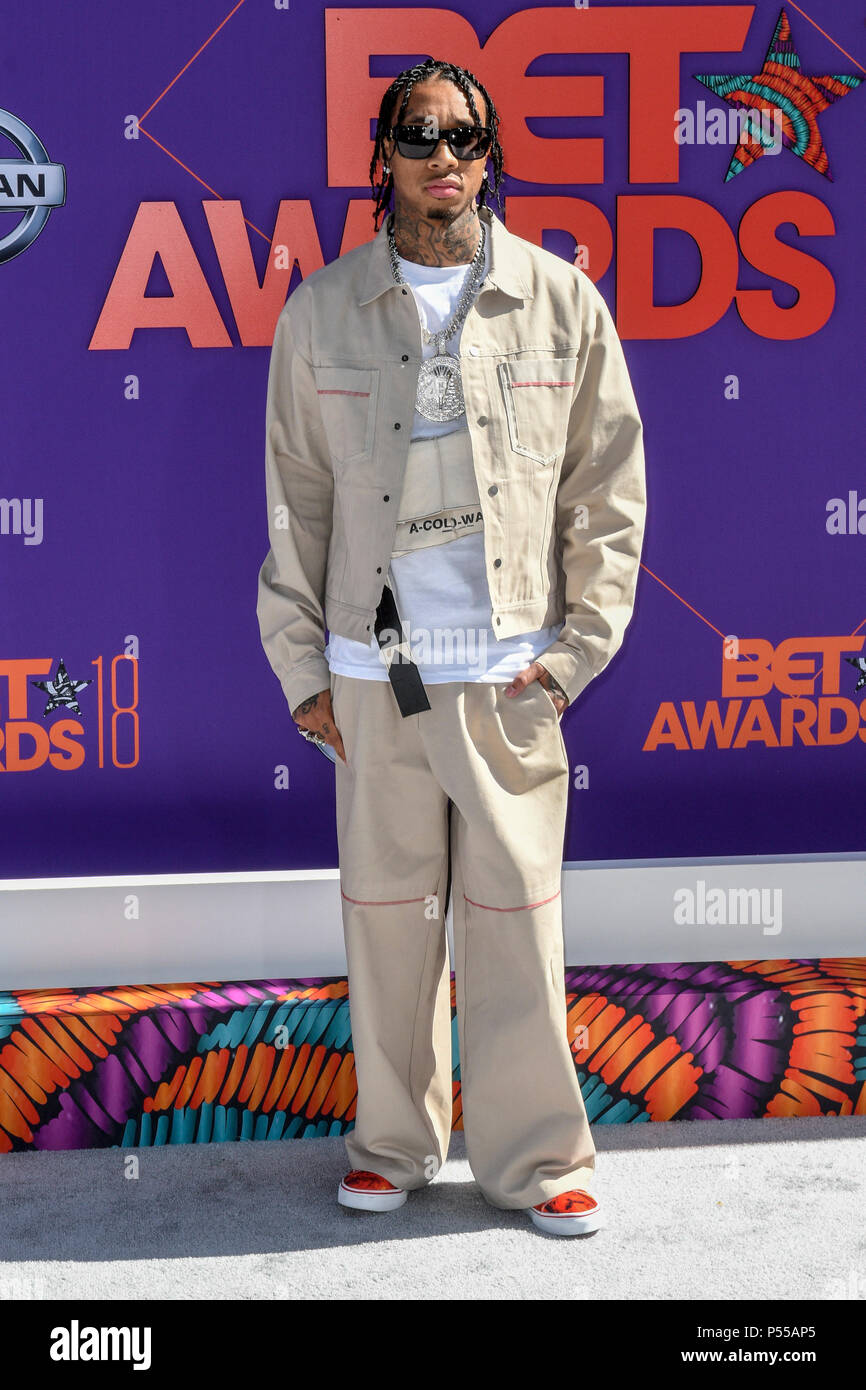 Los Angeles, Ca, USA. 24th June, 2018. Tyga at the 2018 BET Awards at ...