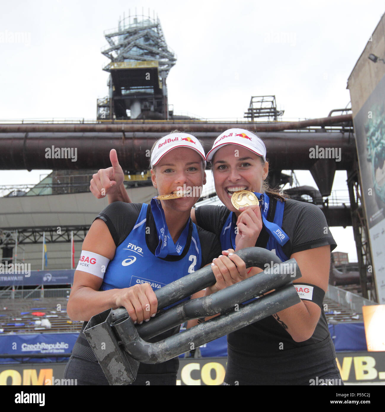 Ostrava, Czech Republic. 24th June, 2018. Barbora Hermannova (right ...