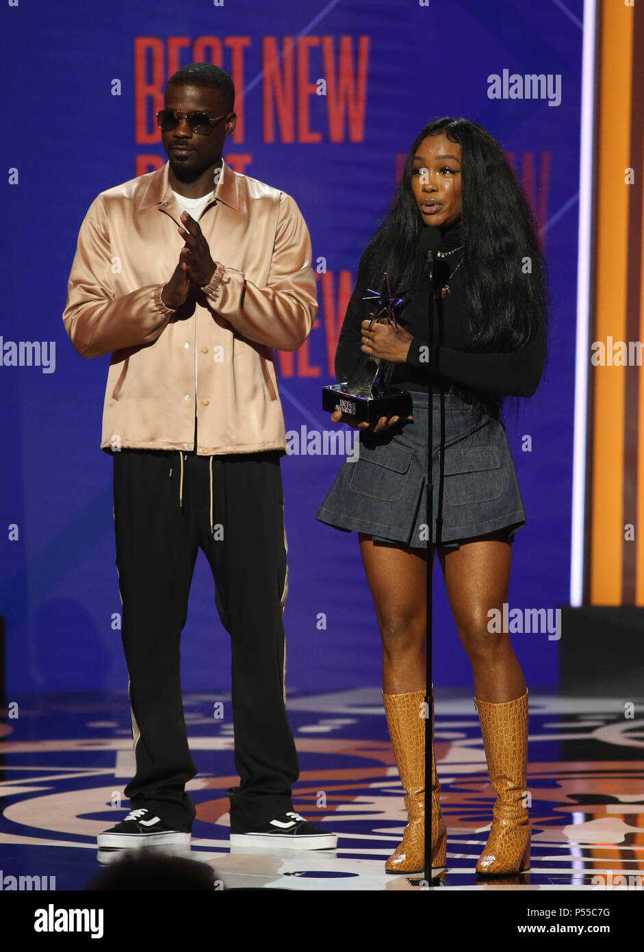 LOS ANGELES, CA - JUNE 24: SZA, Solána Imani Rowe, at the 2018 BET ...