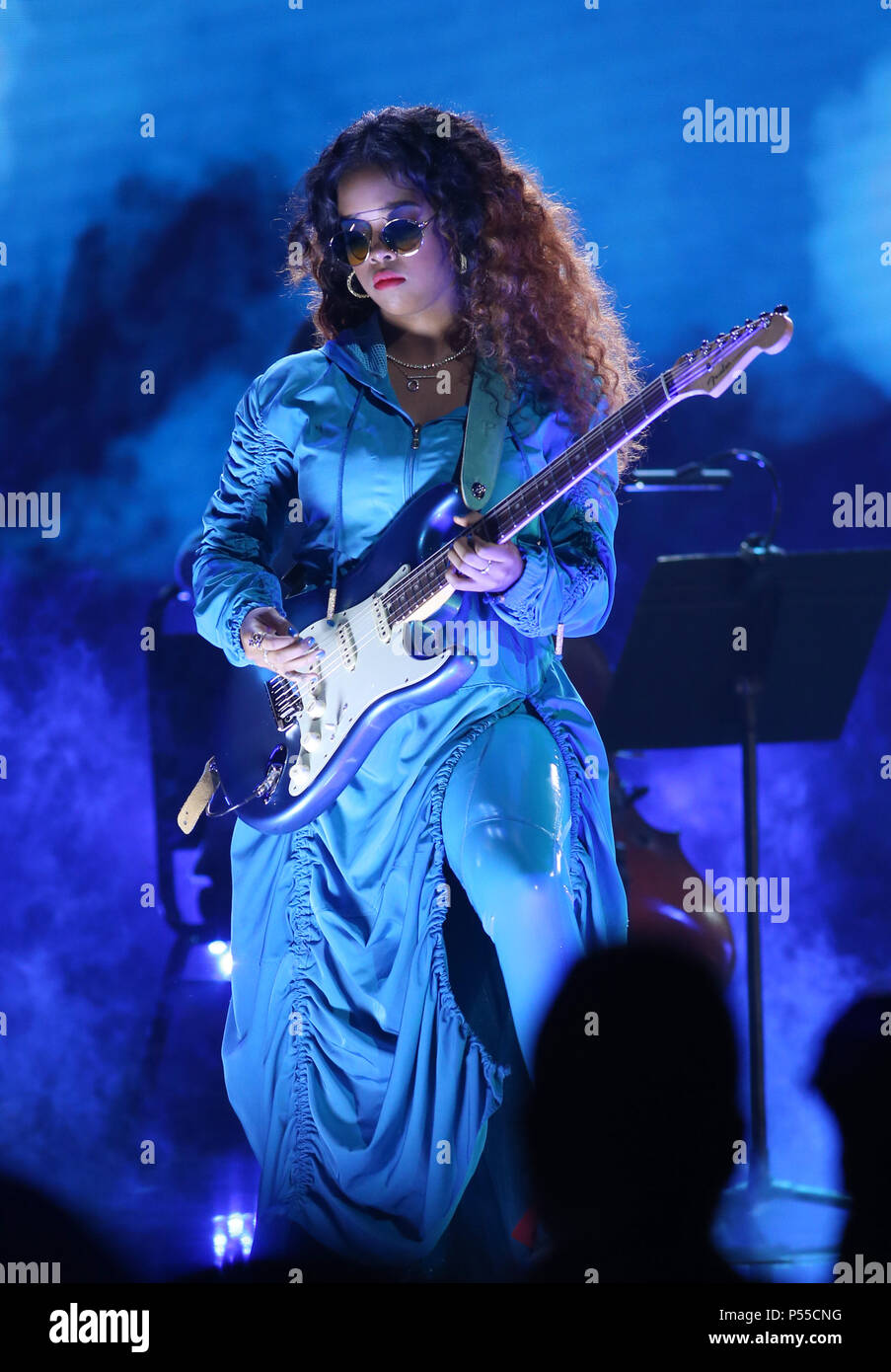 LOS ANGELES, CA - JUNE 24: Gabriella Wilson, H.E.R, at the 2018 BET ...