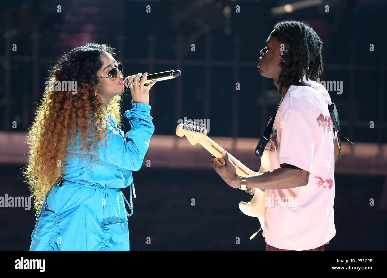 LOS ANGELES, CA - JUNE 24: Gabriella Wilson, H.E.R., Daniel Caesar, at ...