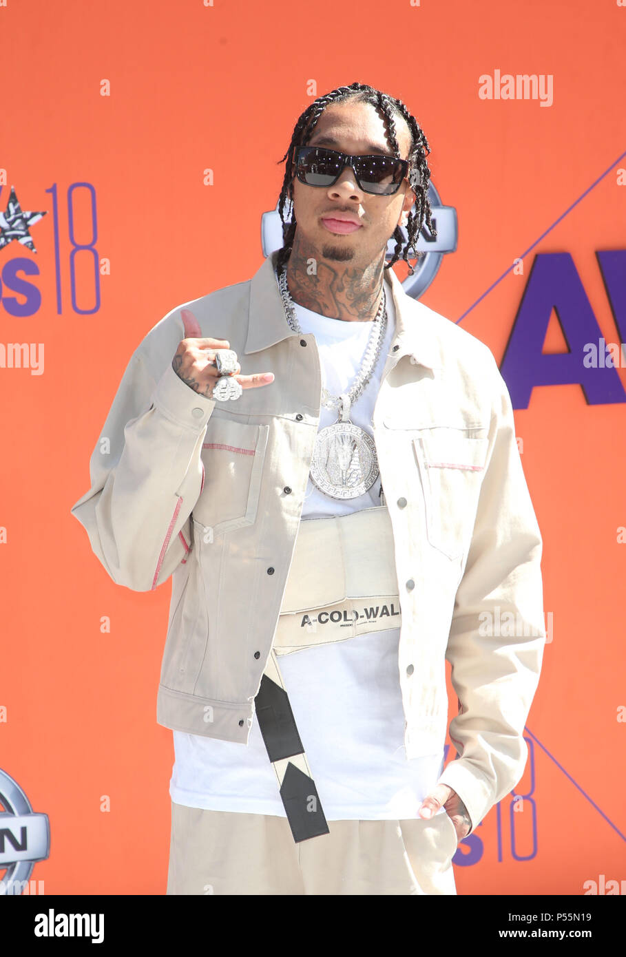 Los Angeles, Ca, USA. 24th June, 2018. Tyga, at the 2018 BET Awards ...