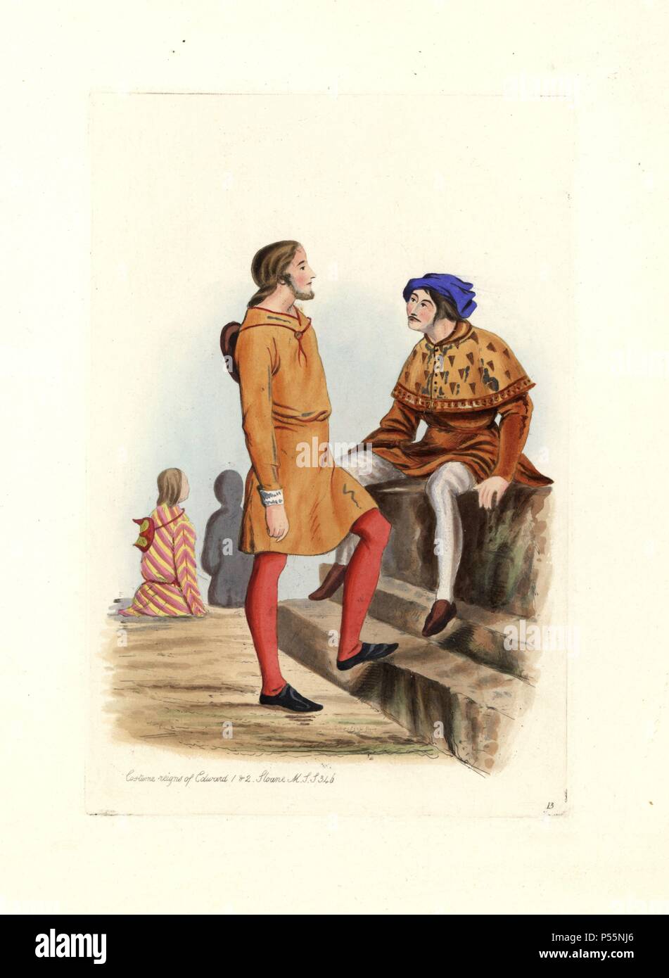 Male costume in the reigns of Edward I and II (1272-1327). Men in ...