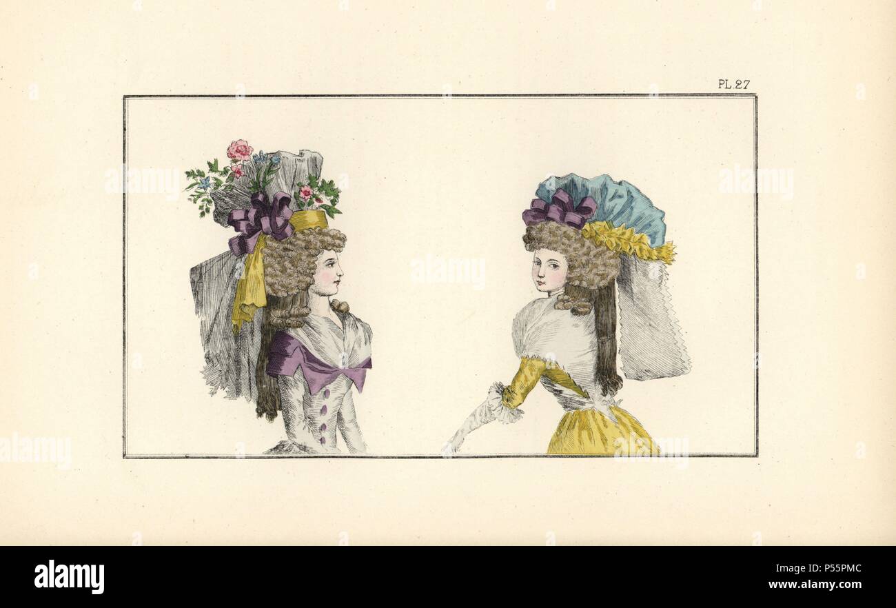 Woman in half-redingote with collar and buttons in different colours ...