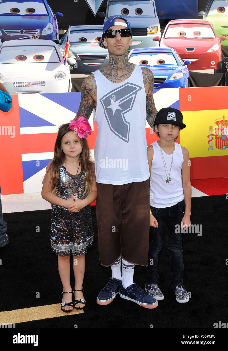 Travis Barker, kids at Cars 2 Premiere at the El Capitan Theatre In Los ...