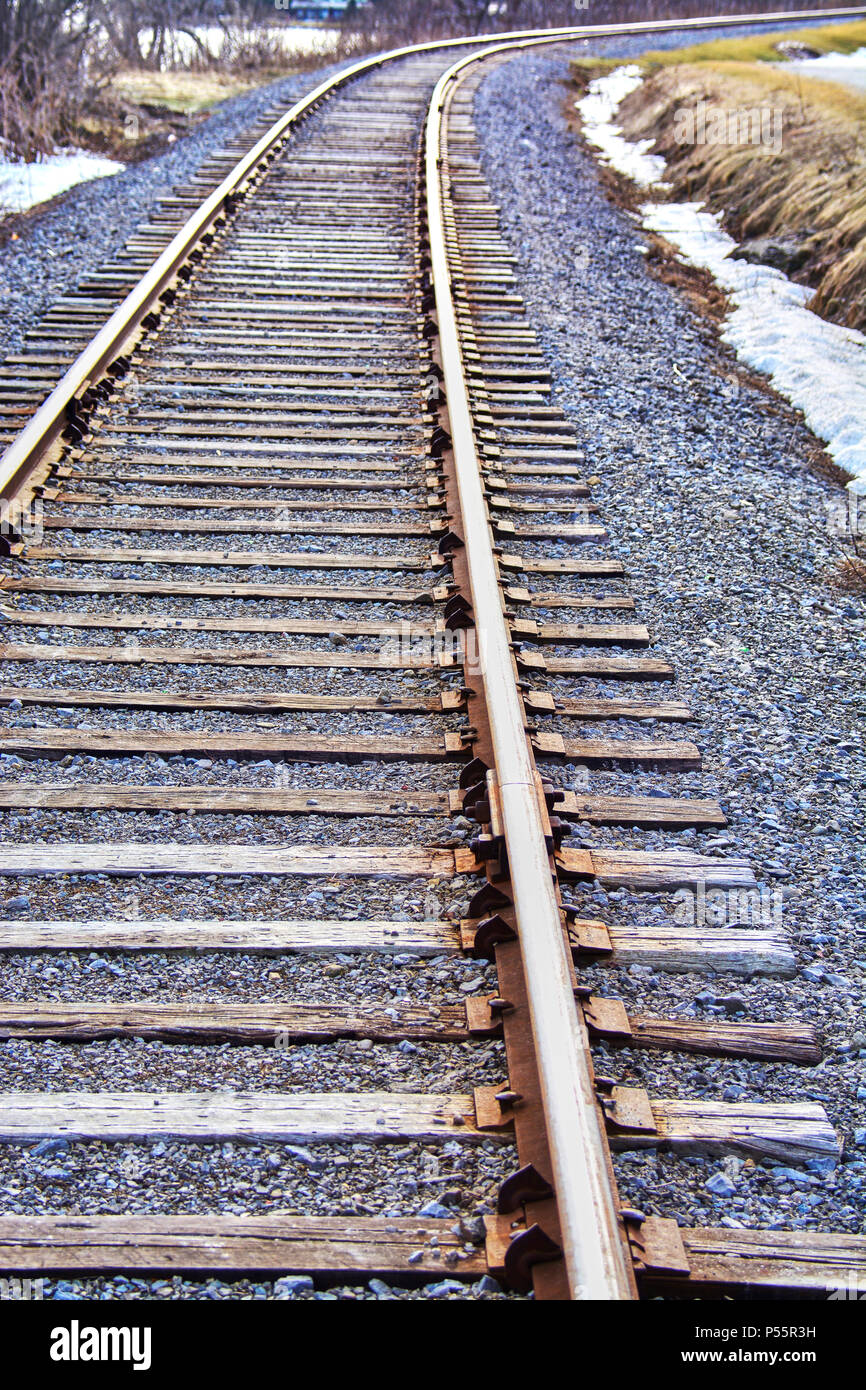 Train tracks in Canada during day time Stock Photo - Alamy