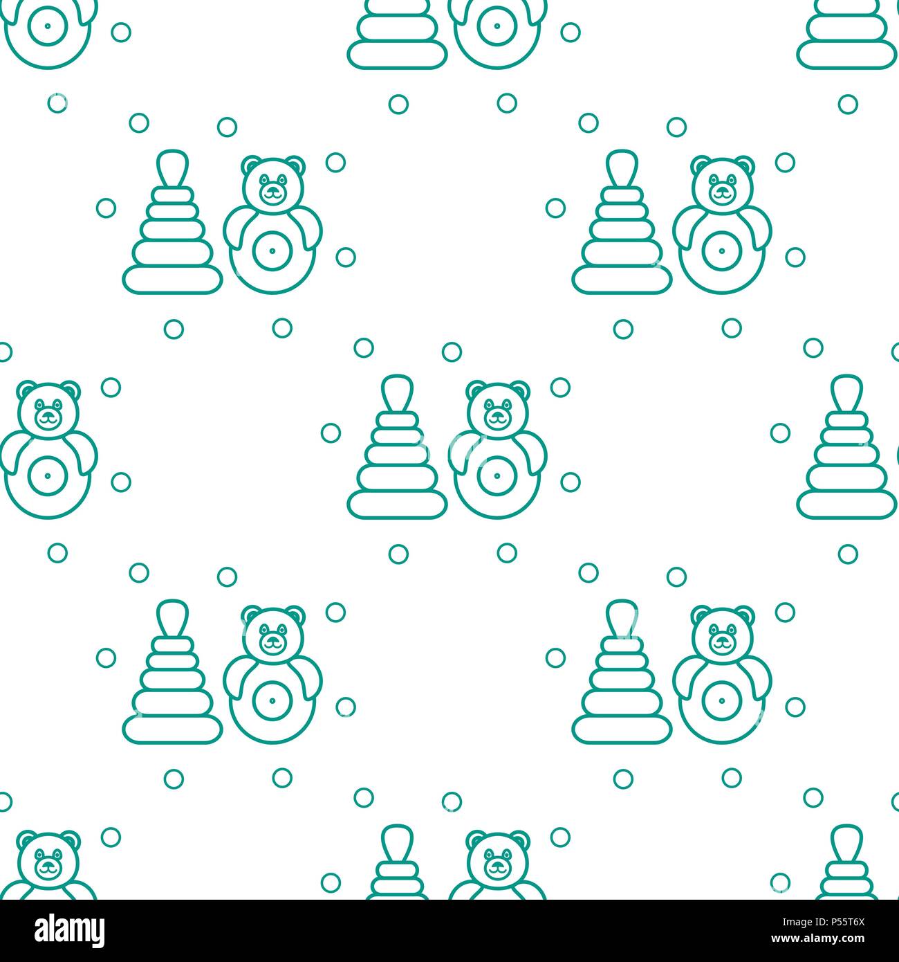 Seamless pattern with children's toys. Roly-poly, pyramid Stock Vector ...