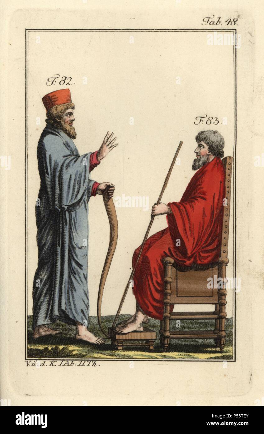 Median king and Persian king seated on a throne and holding a sceptre ...