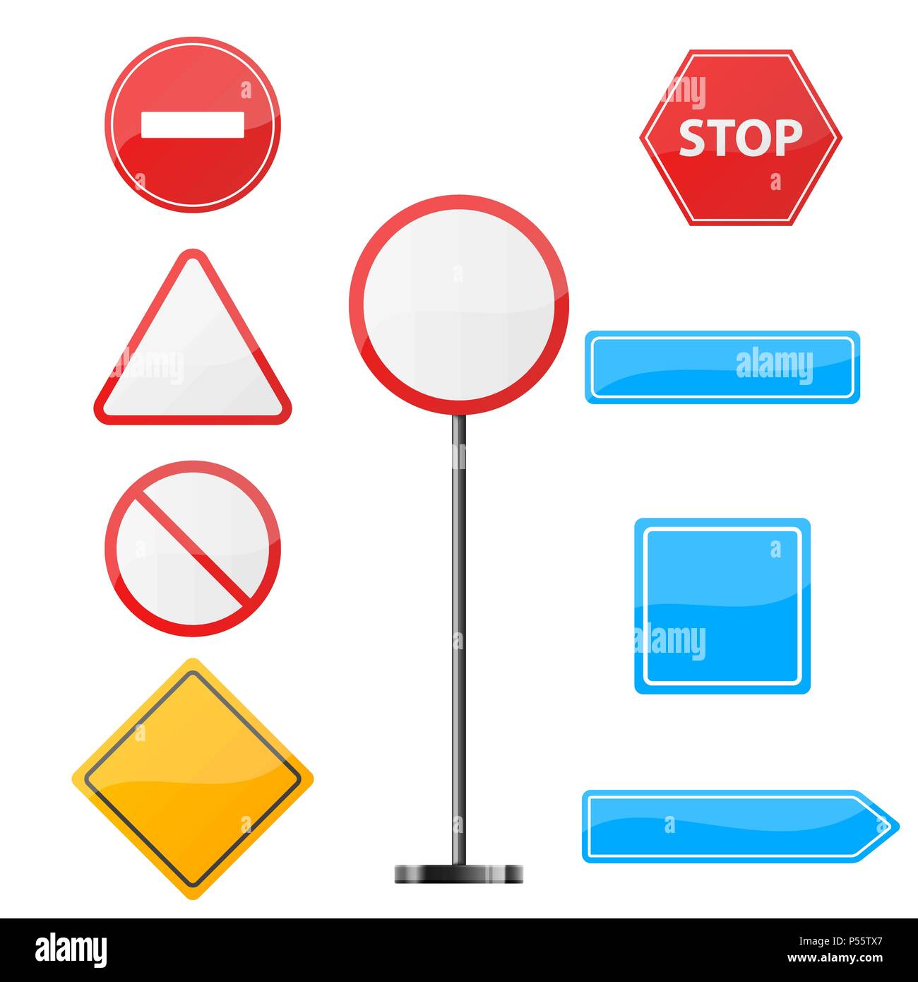 Road sign. Nine items template Stock Vector Image & Art - Alamy