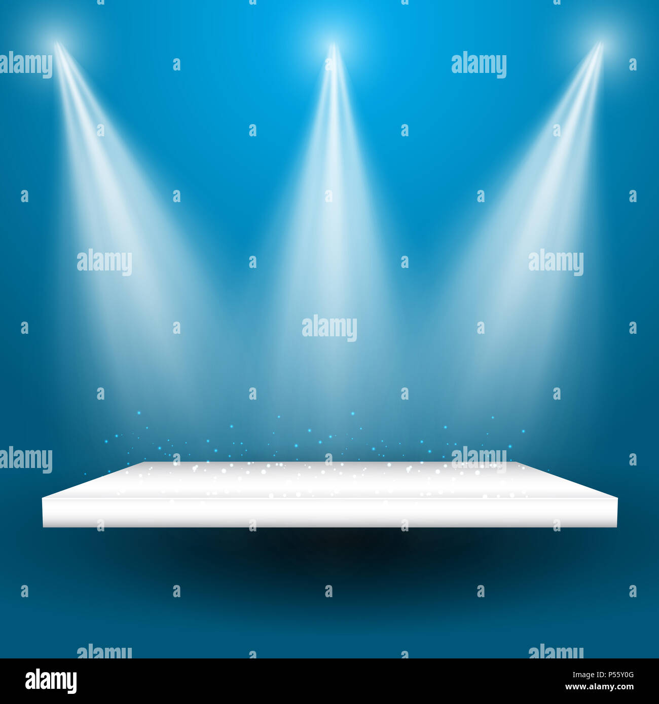 Spotlights shining down onto an empty display shelf Stock Photo - Alamy