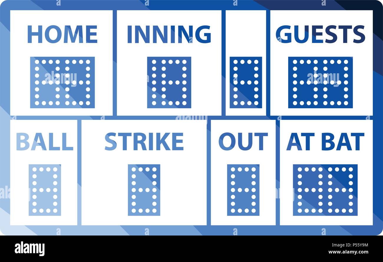 Baseball scoreboard icon. Flat color design. Vector illustration Stock ...
