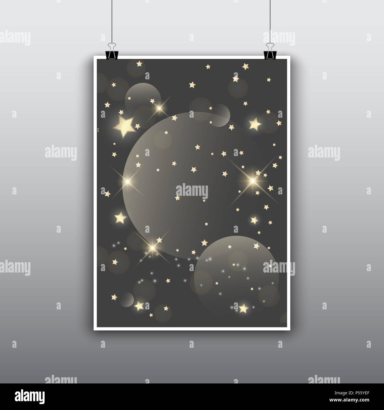 Poster template with a gold stars design Stock Photo - Alamy