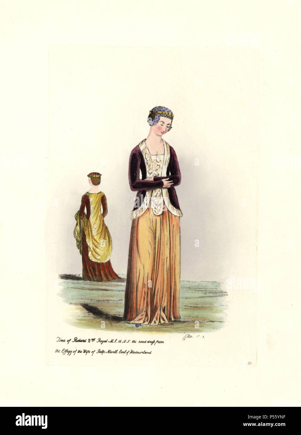 Female fashion time of Richard II, 1367-1400. From Royal manuscript 16 ...