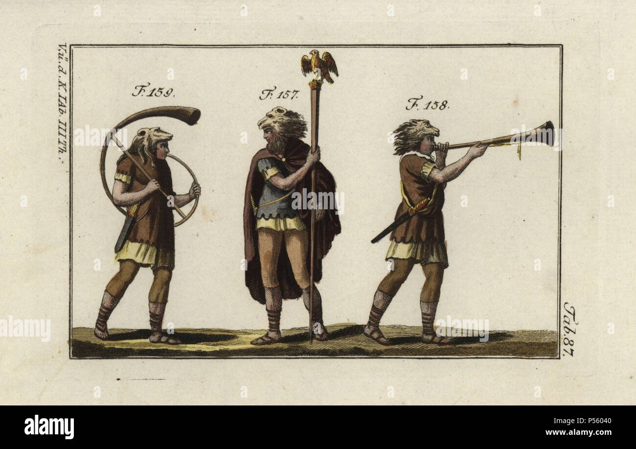 Roman military aquilifer or signifer (standard-bearer) with the aqulia ...