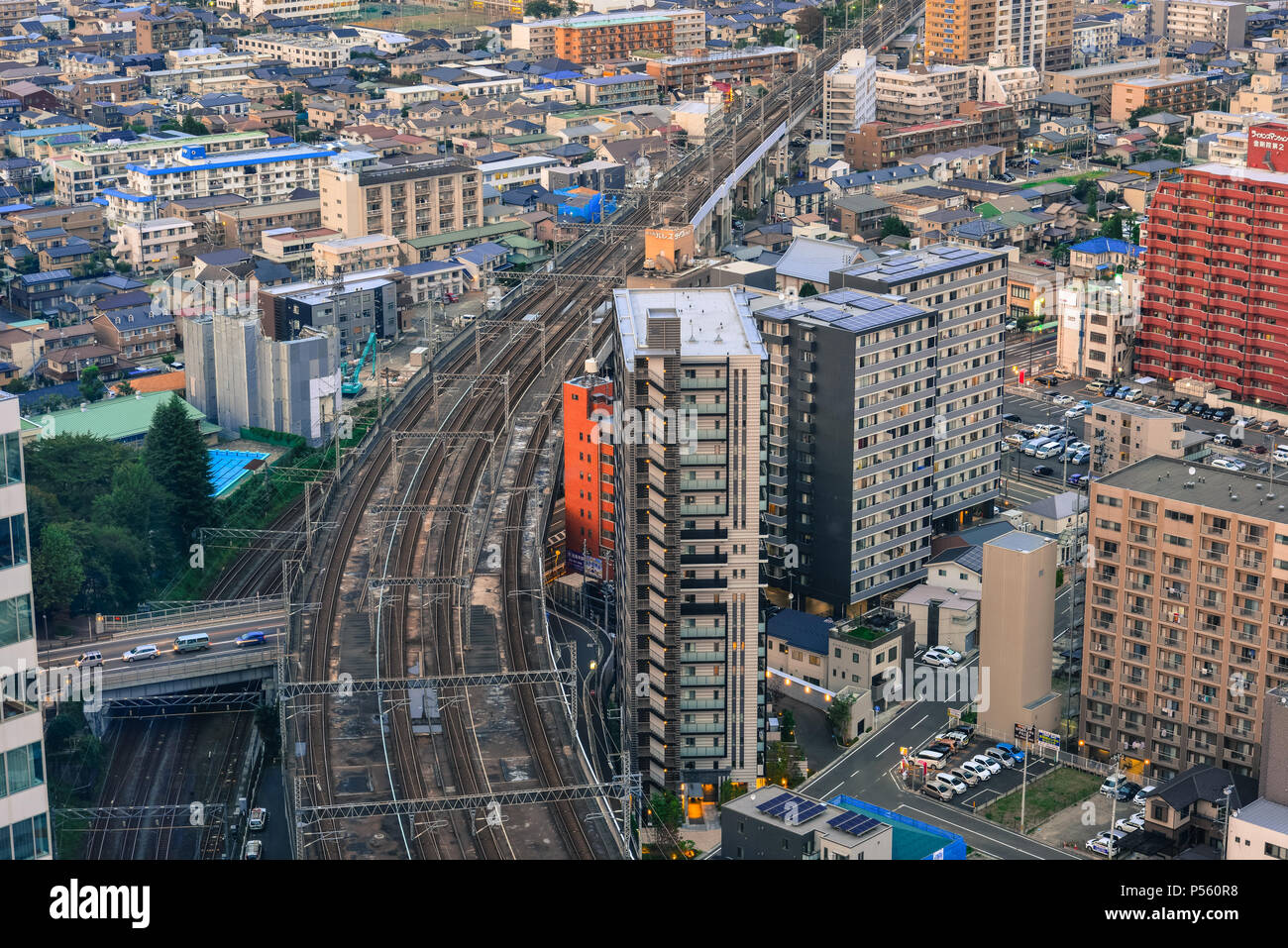 Sendai, Japan - Oct 3, 2017. Aerial view of Sendai, Japan. Sendai is ...