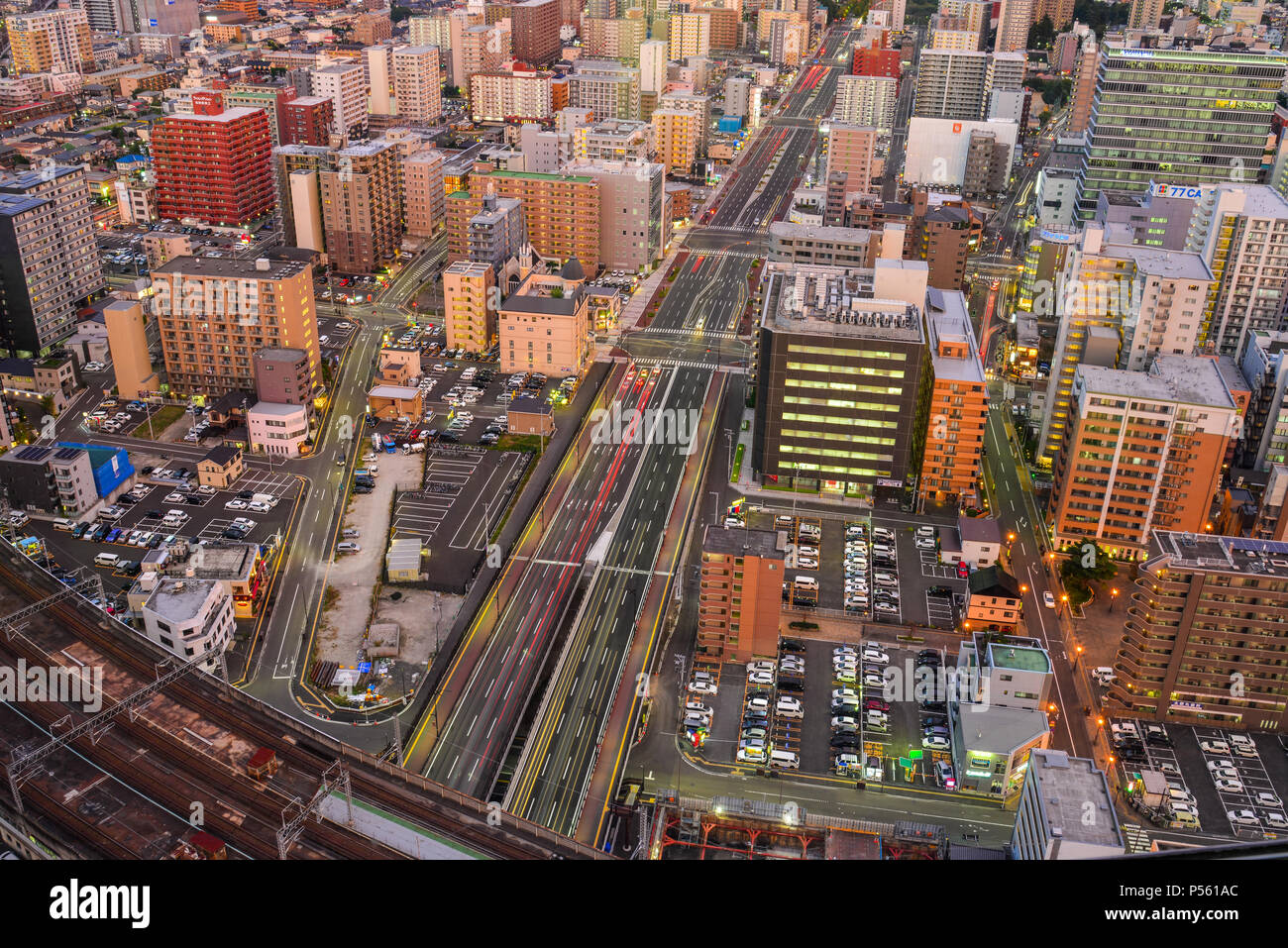 Sendai, Japan - Oct 3, 2017. Aerial view of Sendai, Japan. Sendai is ...