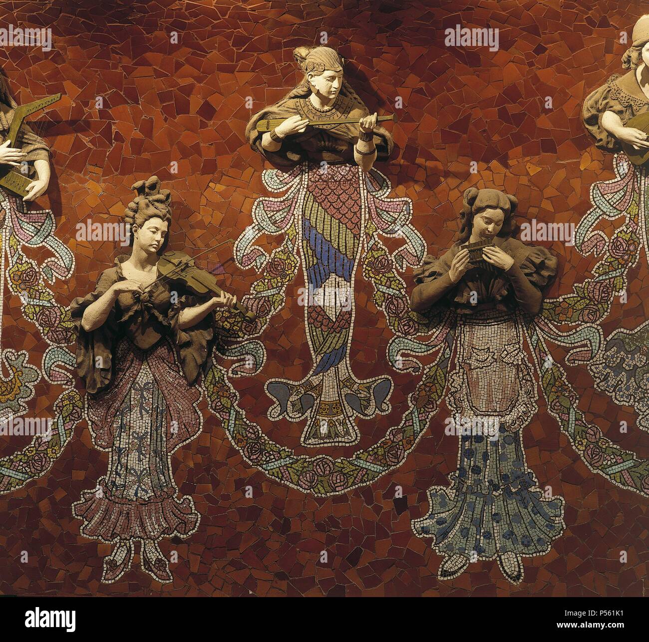 Detail of the Muses of the stage of the Palau de la Musica Catalana ...