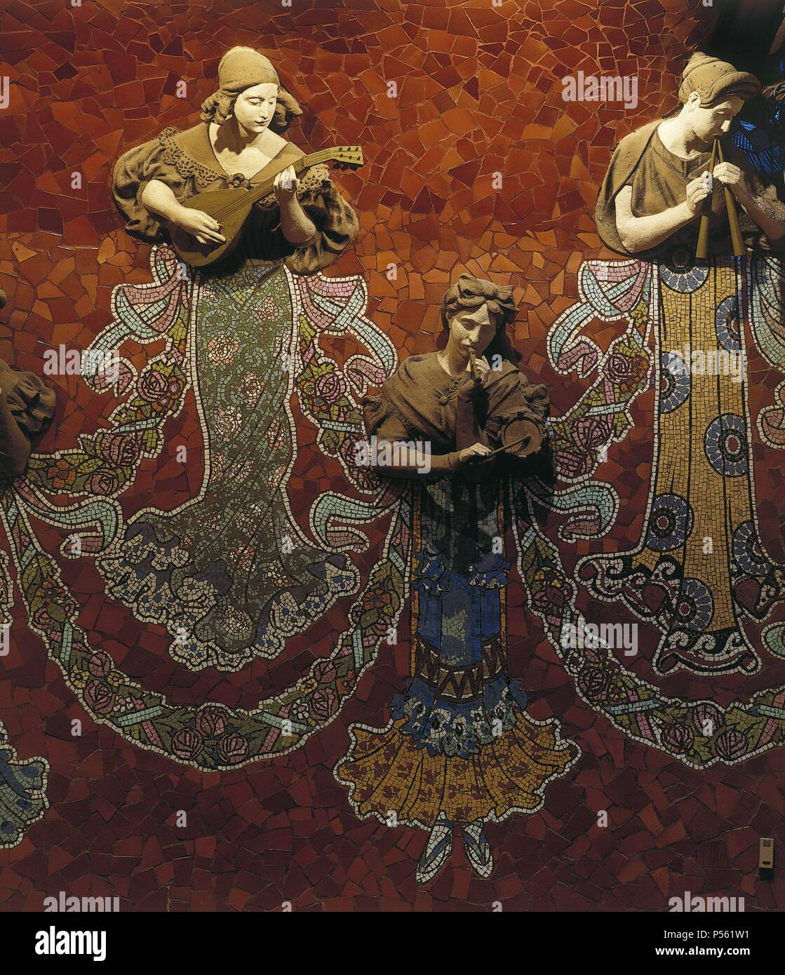 Detail of the Muses of the stage of the Palau de la Musica Catalana ...