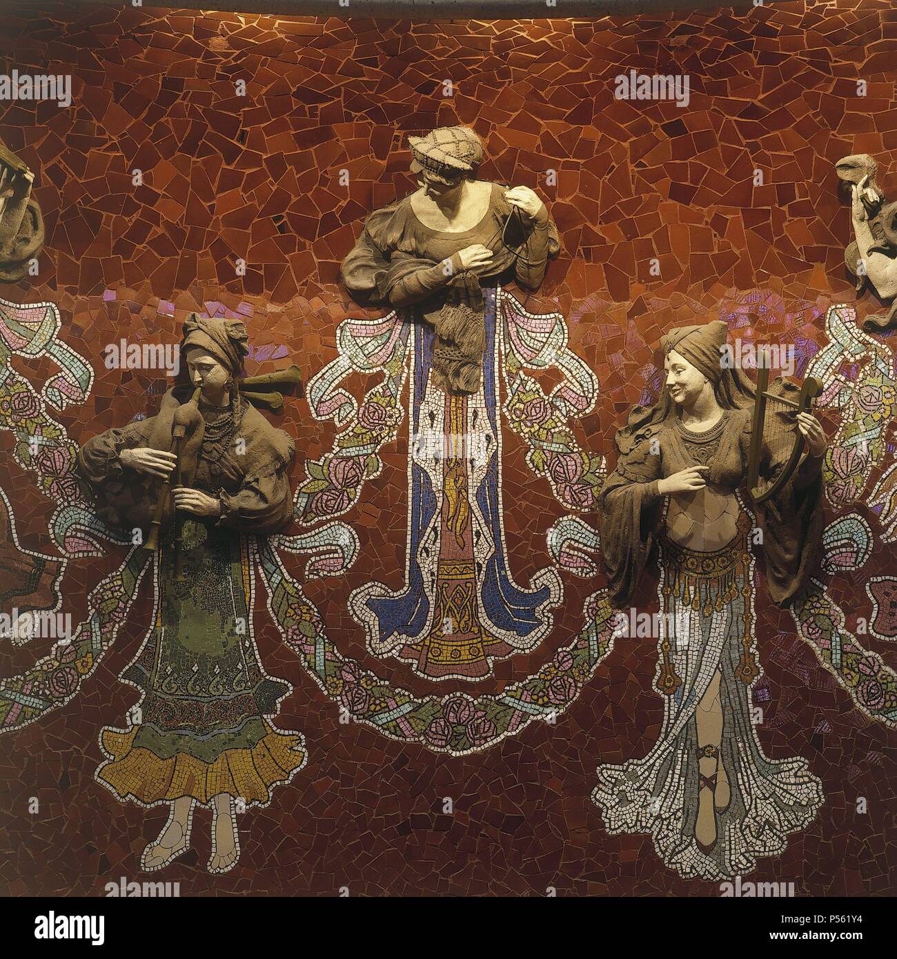 Detail of the Muses of the stage of the Palau de la Musica Catalana ...
